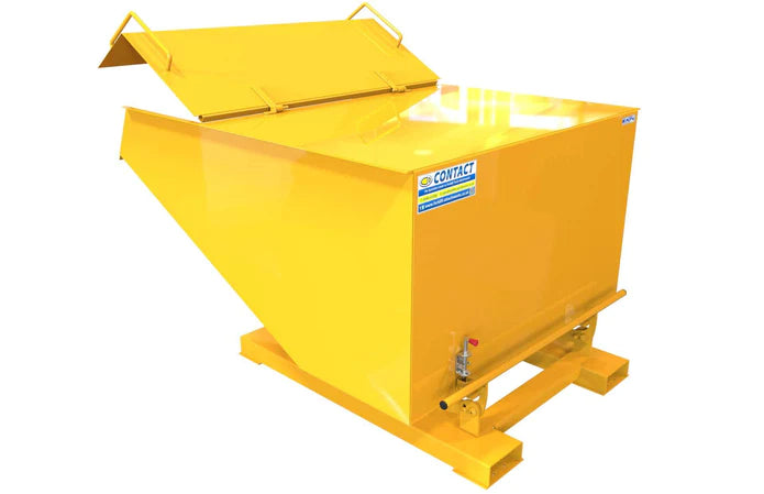 0.8m3 Capacity Forklift Tipping Skip With Lid — Forklift Skip Market